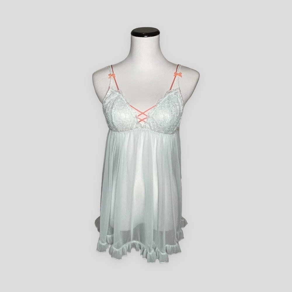 Victorias Secret Babydoll Mint Green & Peach Teddy Si… - Gem